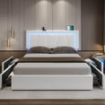 Queen LED Bed Frame with 4 Storage Drawers and USB Ports and LED ...