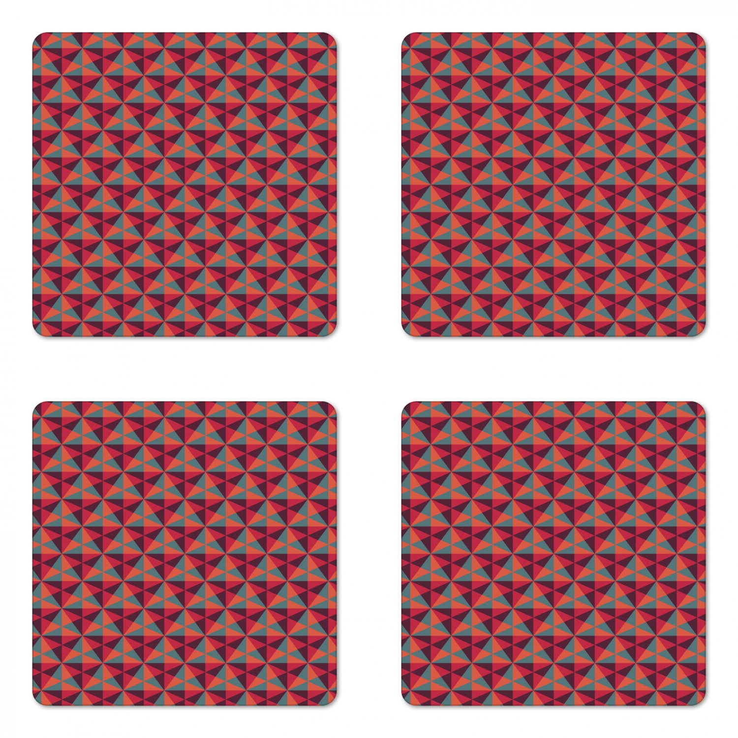 Geometric Coaster Set of 4, Triangle Dimension Fractal Modern Style ...