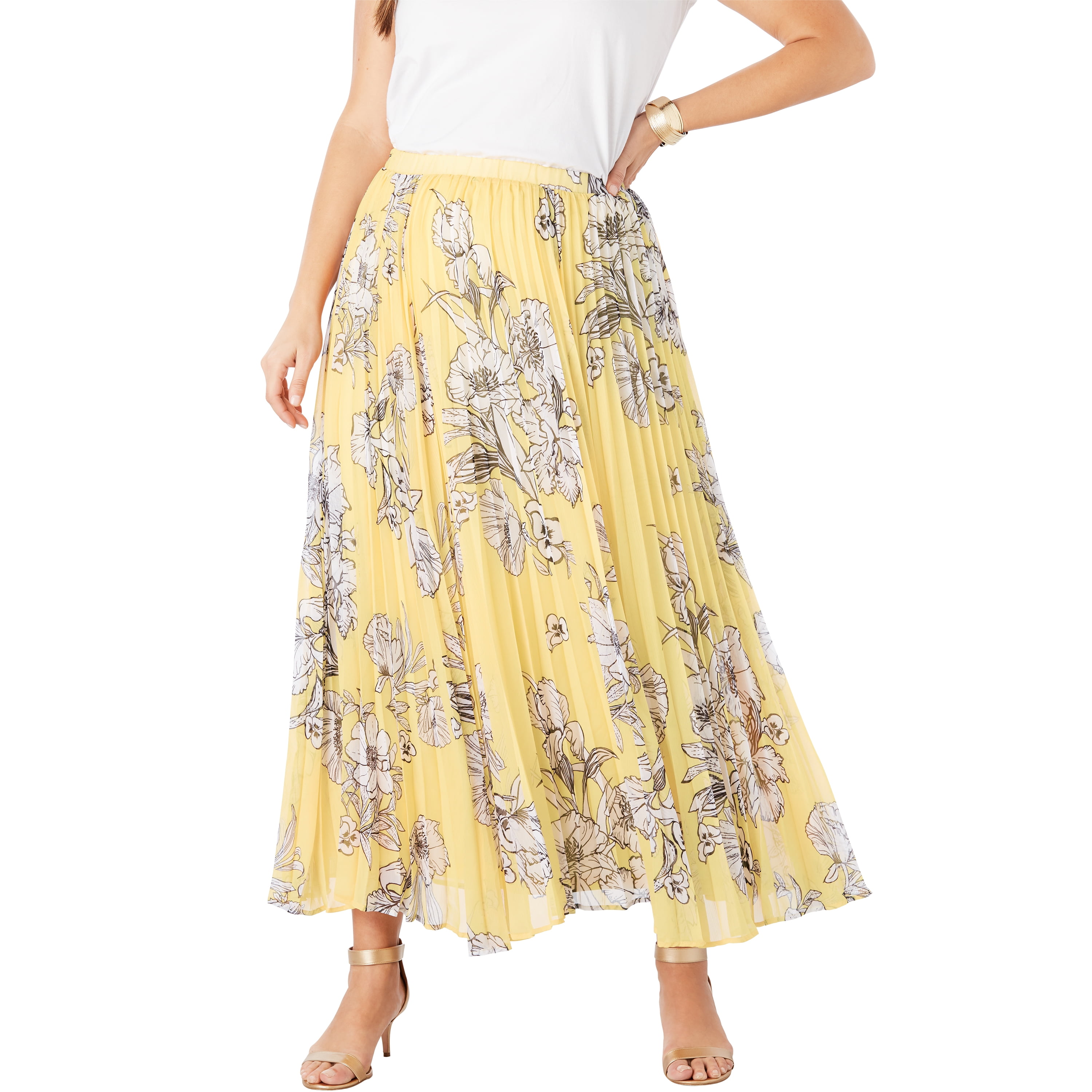 Jessica London Jessica London Womens Plus Size Pleated Maxi Skirt