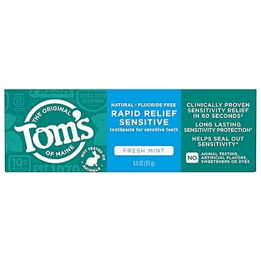 Tom's of Maine Rapid Relief Sensitive Natural Toothpaste, Fresh Mint ...