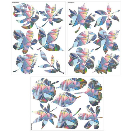 Unatoiry Pack of 3 Window Film Stained Leaf Reusable Glass Cling ...