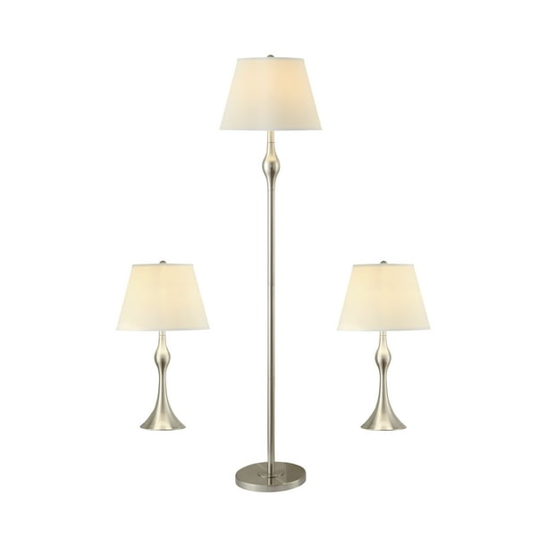 3-piece Slender Lamp Set Brushed Nickel - Walmart.com - Walmart.com