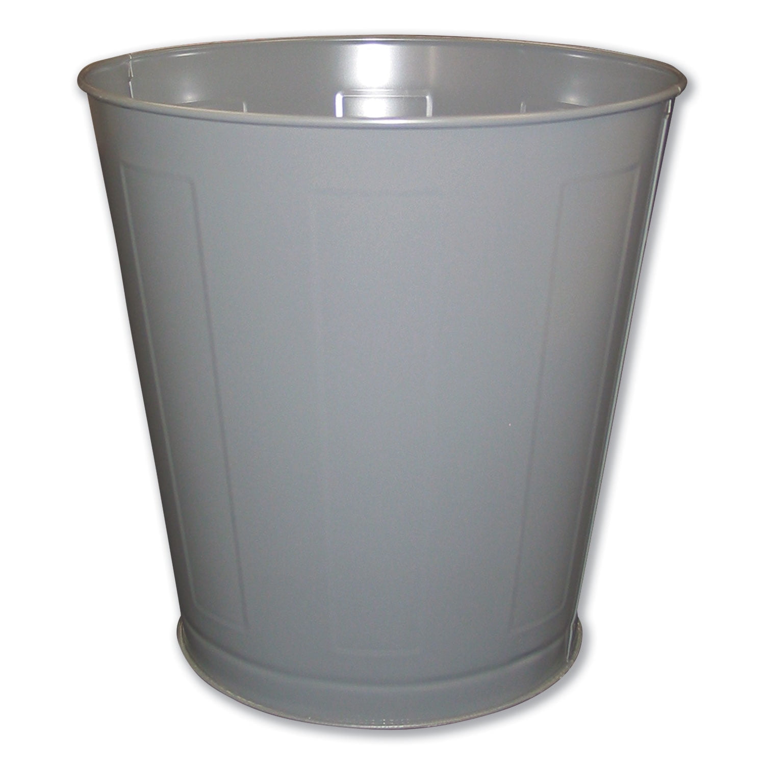 Round Metal Wastebasket, Round, Steel, 28 Qt, Gray | Bundle of 5 Each ...