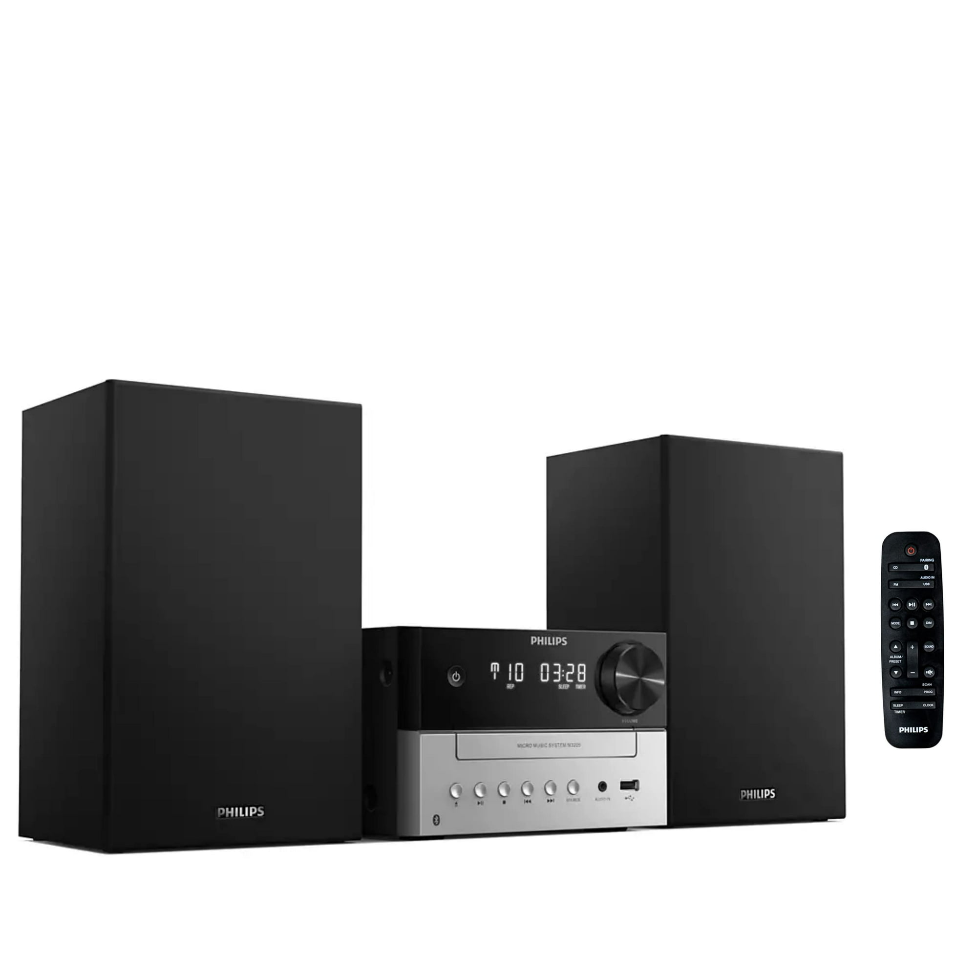 Philips Bluetooth Stereo System For Home With Cd Player  Mp3  Usb  Audio In  Fm Radio  Bass Reflex Speaker  18w  Remote Control Included