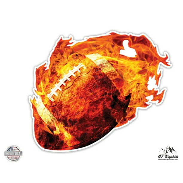 Football on Fire - 3" Vinyl Sticker - For Car Laptop I-Pad Phone Helmet ...