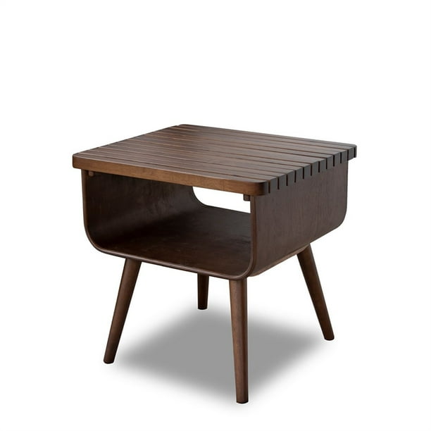 Connor Mid-Century Modern Rectangular solid wood End Table in Brown ...