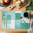 Aqua White Cotton Linen Placemats Set of 1, Graffiti Art Mottled ...