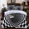 Abstract Plaid Duvet Cover Set Full Size, 3D Twisted Abstract Black ...