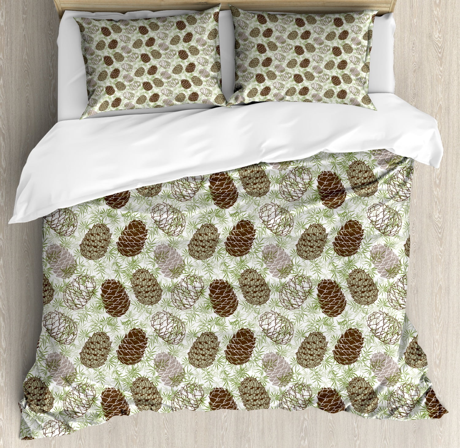Pine Cone Duvet Cover Set Queen Size, Forest Conifers Greenland Foliage ...