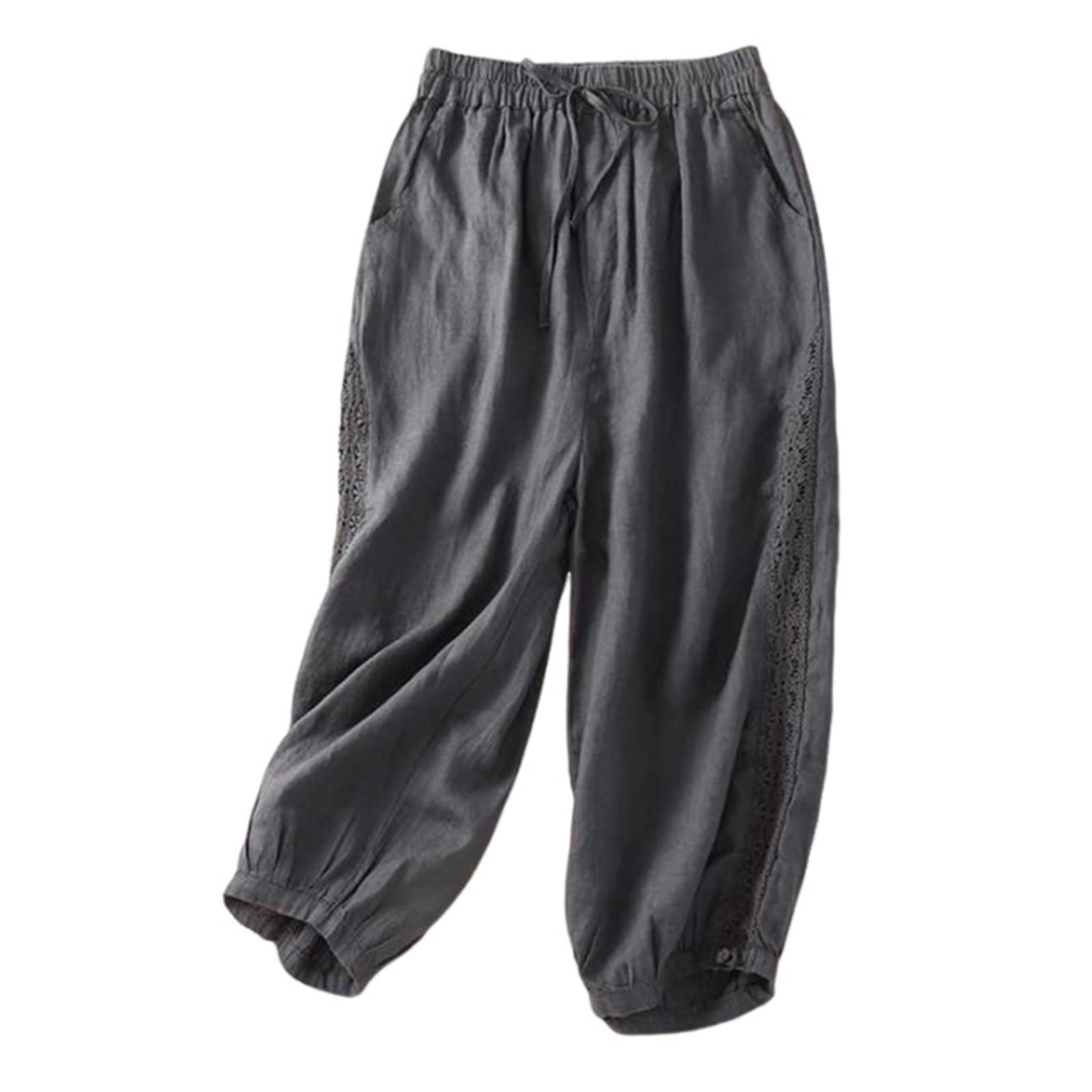 Click here for Timegard Capri Pants For Women Cotton Linen Elasti... prices