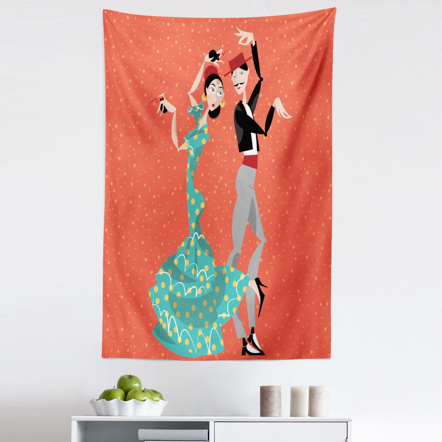 Spanish Tapestry, Flamenco Dancers Couple Performing in Historical Folk ...