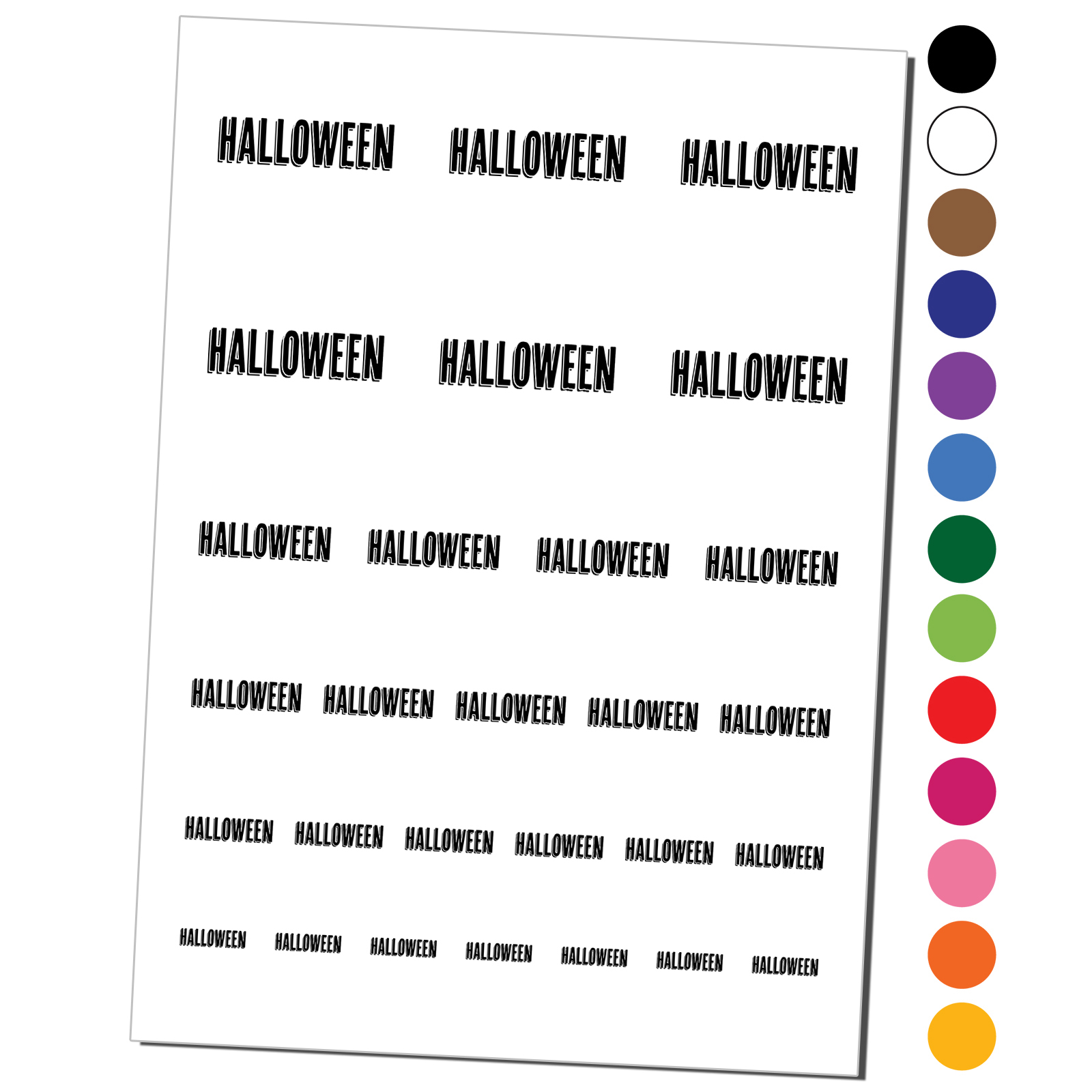 Halloween Drop Shadow Text Water Resistant Temporary Tattoo Set Fake ...