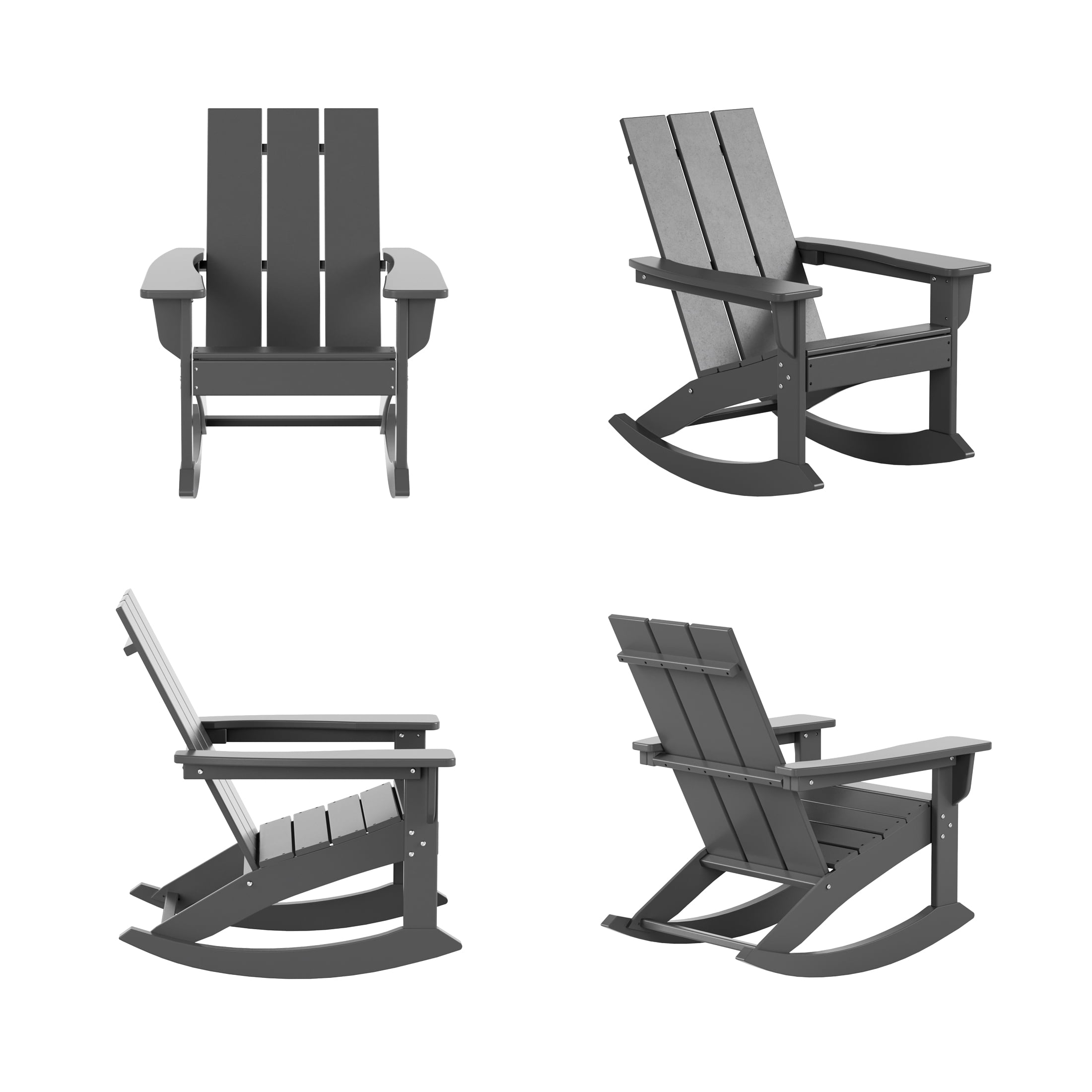 GARDEN Set of 4 Modern Plastic Outdoor Rocking Chairs for Patio Porch ...