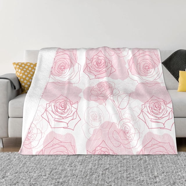 XMXT Throw Blanket, Roses Line Drawing Illustration Machine Washable ...