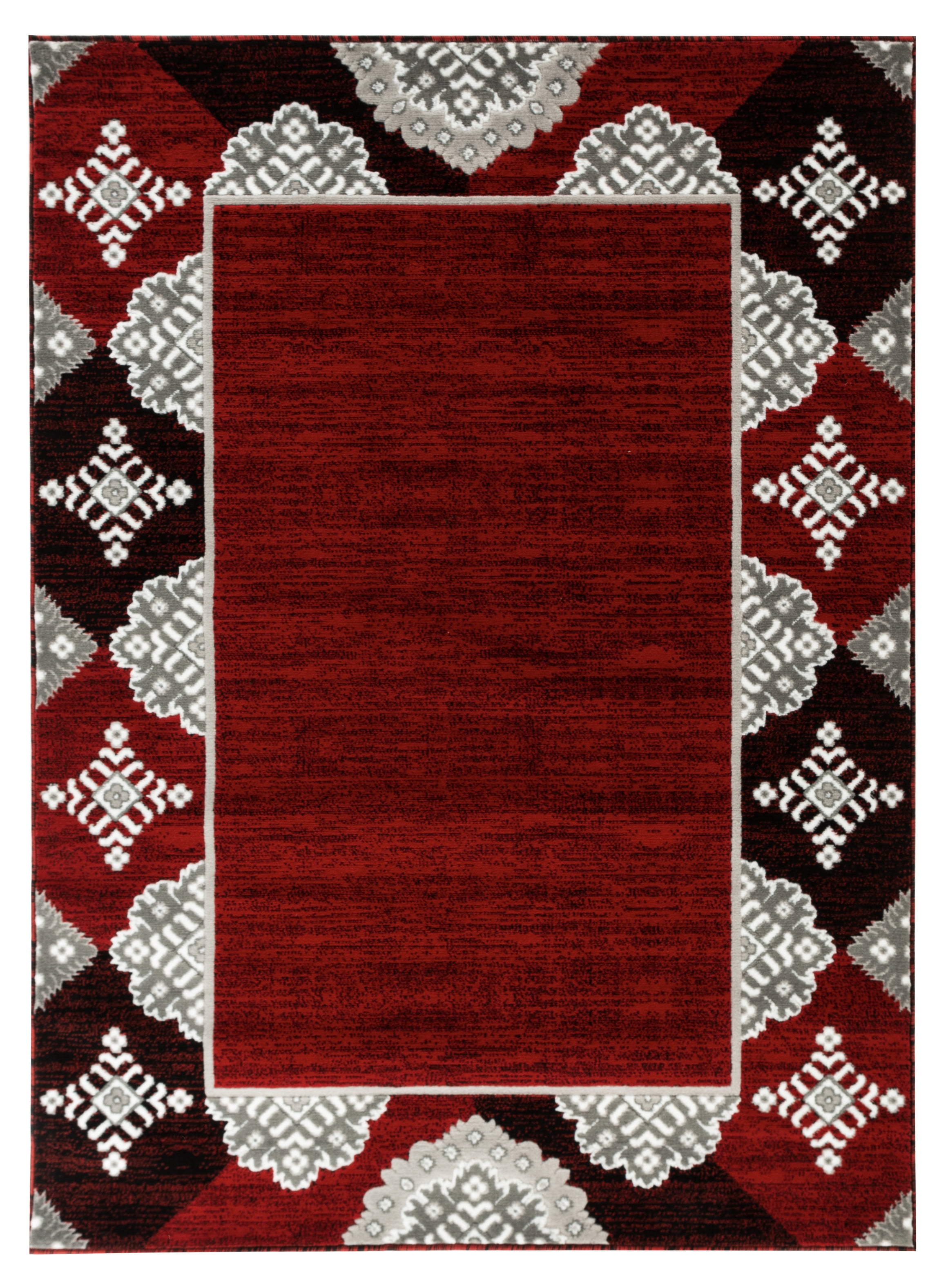 Newport Collection - Red Abstract Bordered / Border Area Rug - Walmart.com