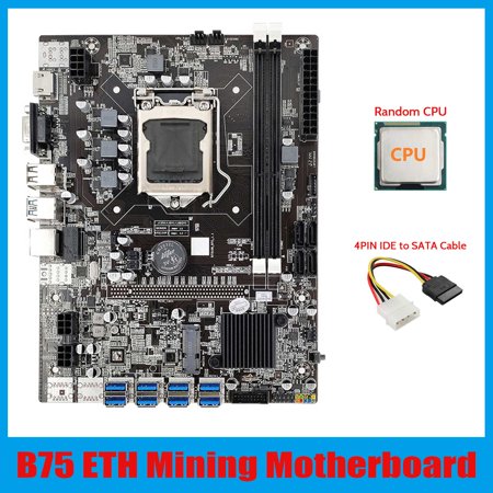 B75 ETH Mining Motherboard 8XPCIE USB Adapter+CPU+4PIN IDE to SATA ...