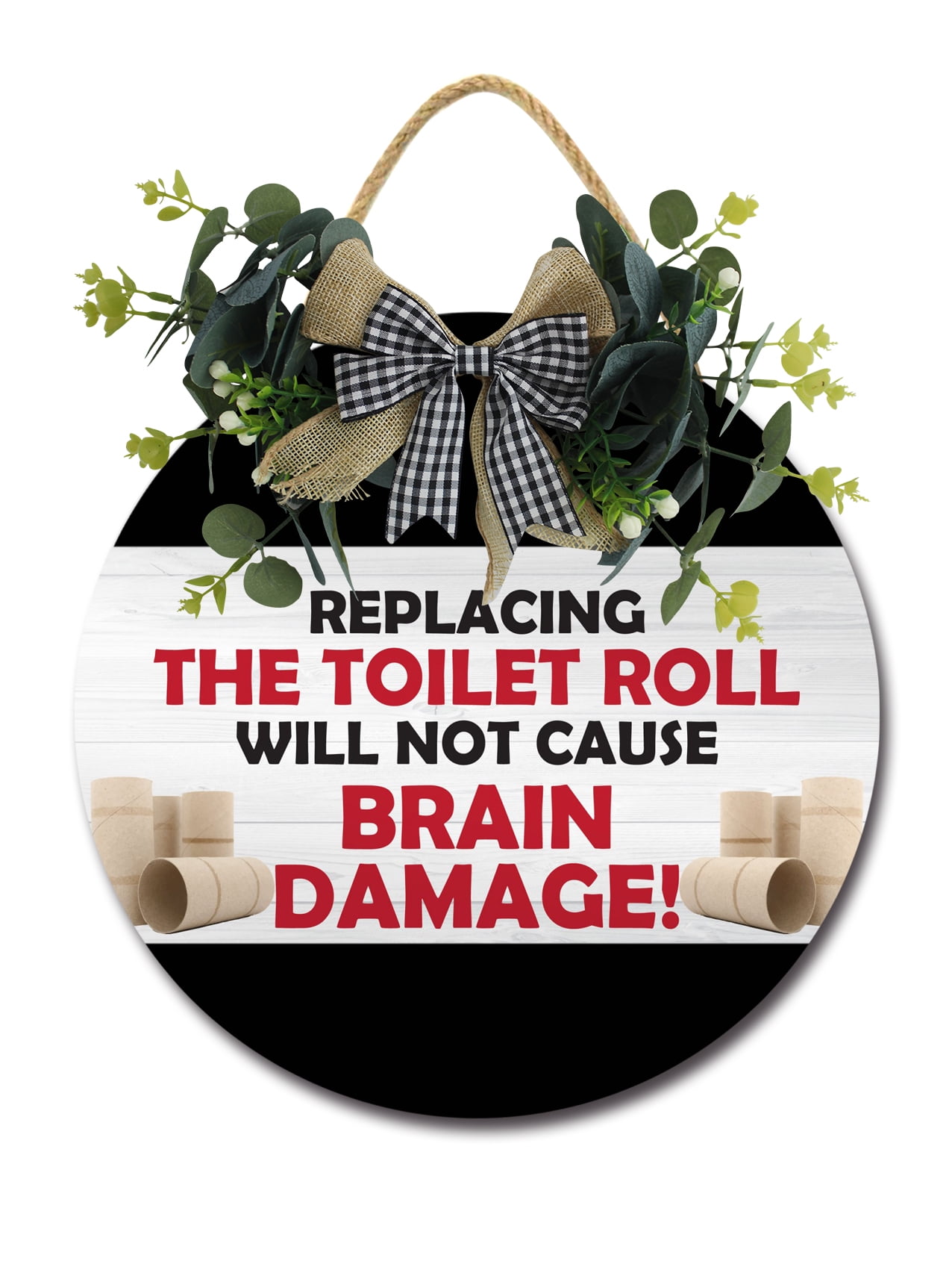 Farmhouse Bathroom Wall Decor - Rustic Framed Round Wooden Sign ...