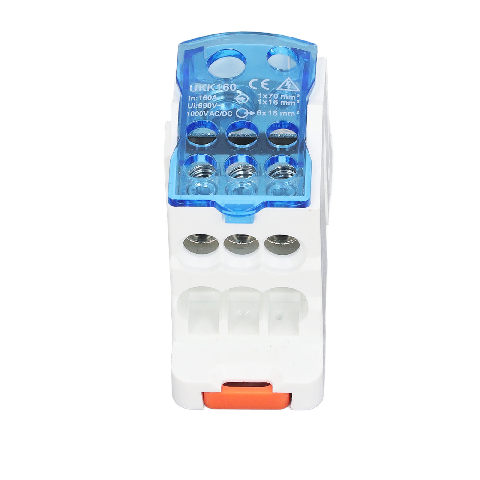 Terminal Block Box, 160A 1000V AC DC Electric Wire Distribution Box DIN Rail Mounting Copper ...