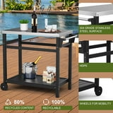 Portable BBQ Grill Table - Outdoor Prep Cart with Stainless Steel Top ...