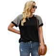 Rosvigor Plus Size Women's Color Block Tunic Tee, Short Sleeve Loose ...
