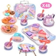 Hot Bee Pretend Play Set: 48pcs Non-Breakable Toddler Tea Pot & Serving ...