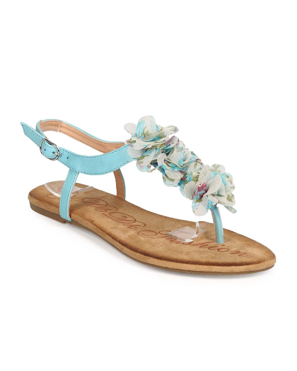 New Women DbDk Fannyy-8 Flower Chiffon T-Strap Slingback Thong Sandal ...