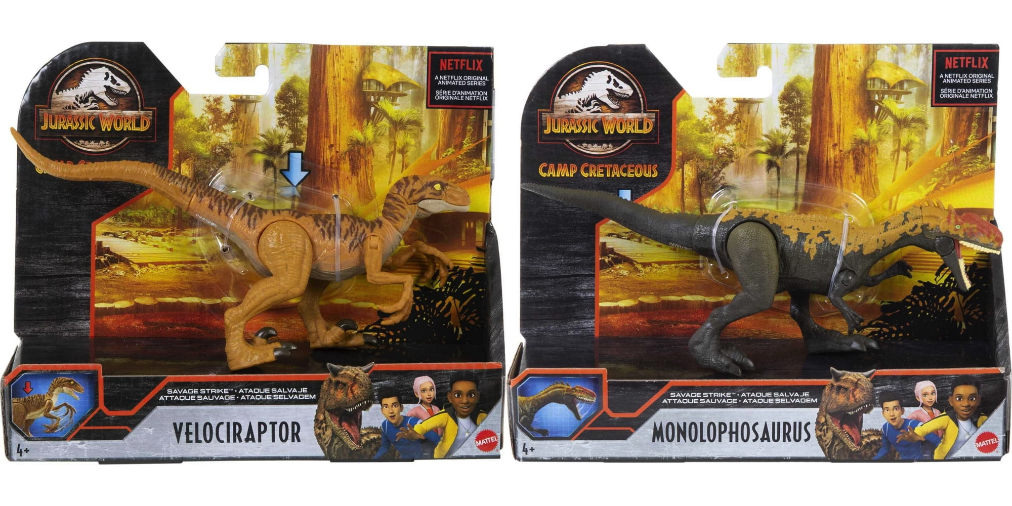 Jurassic World Dinosaur Toys Velociraptor and Monolophosaurus Dino ...