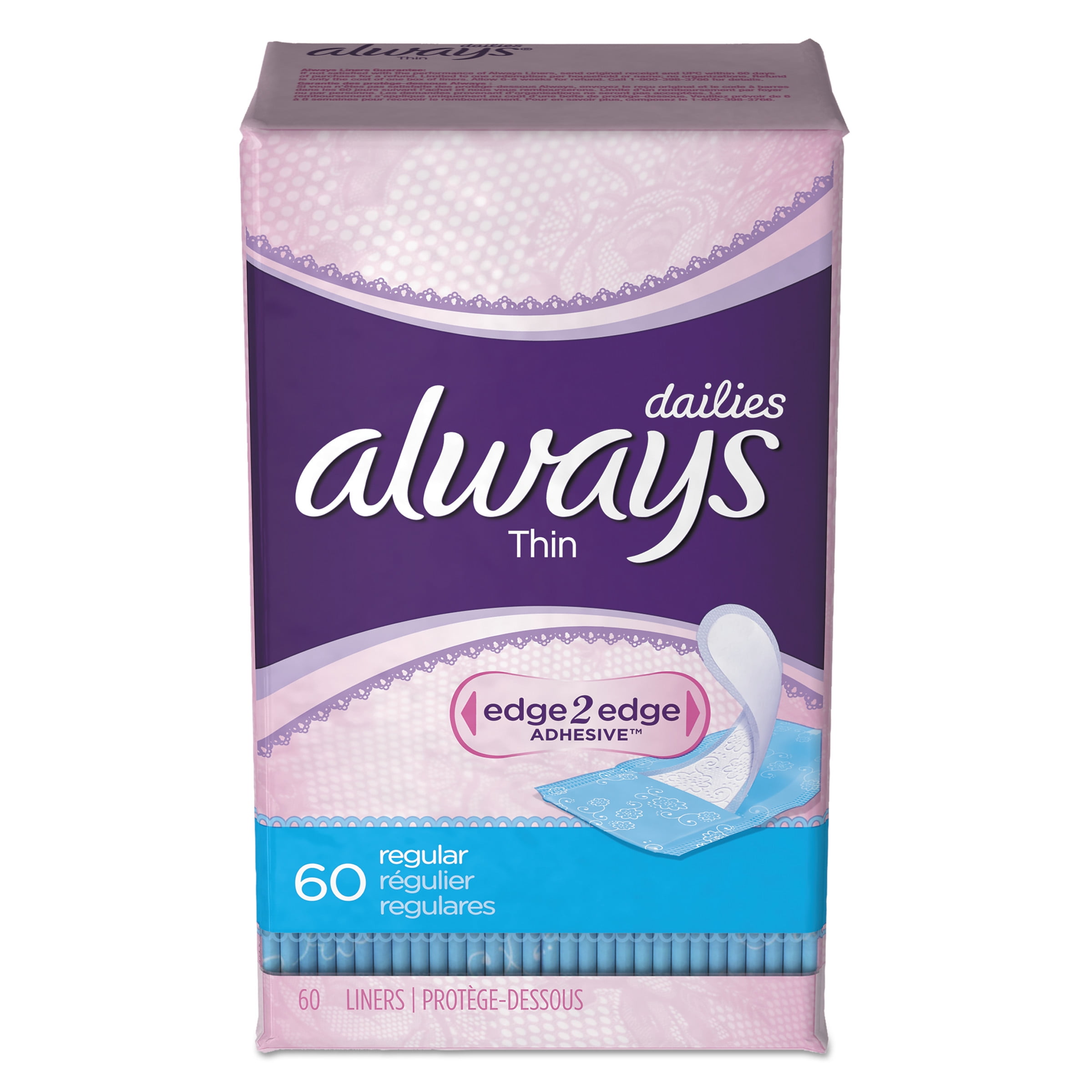 Always Dailies Thin Liners, Regular, 60/Pack, 12 Pack/Carton -PGC08282 ...