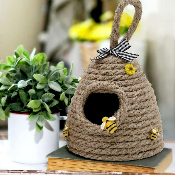 Beehive Decor Jute Hanging Bee Tiered Tray Decor Cute Handmade ...