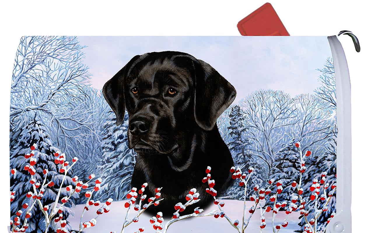 Black Labrador - Best of Breed Dog Breed Winter Berries Mail Box Cover ...
