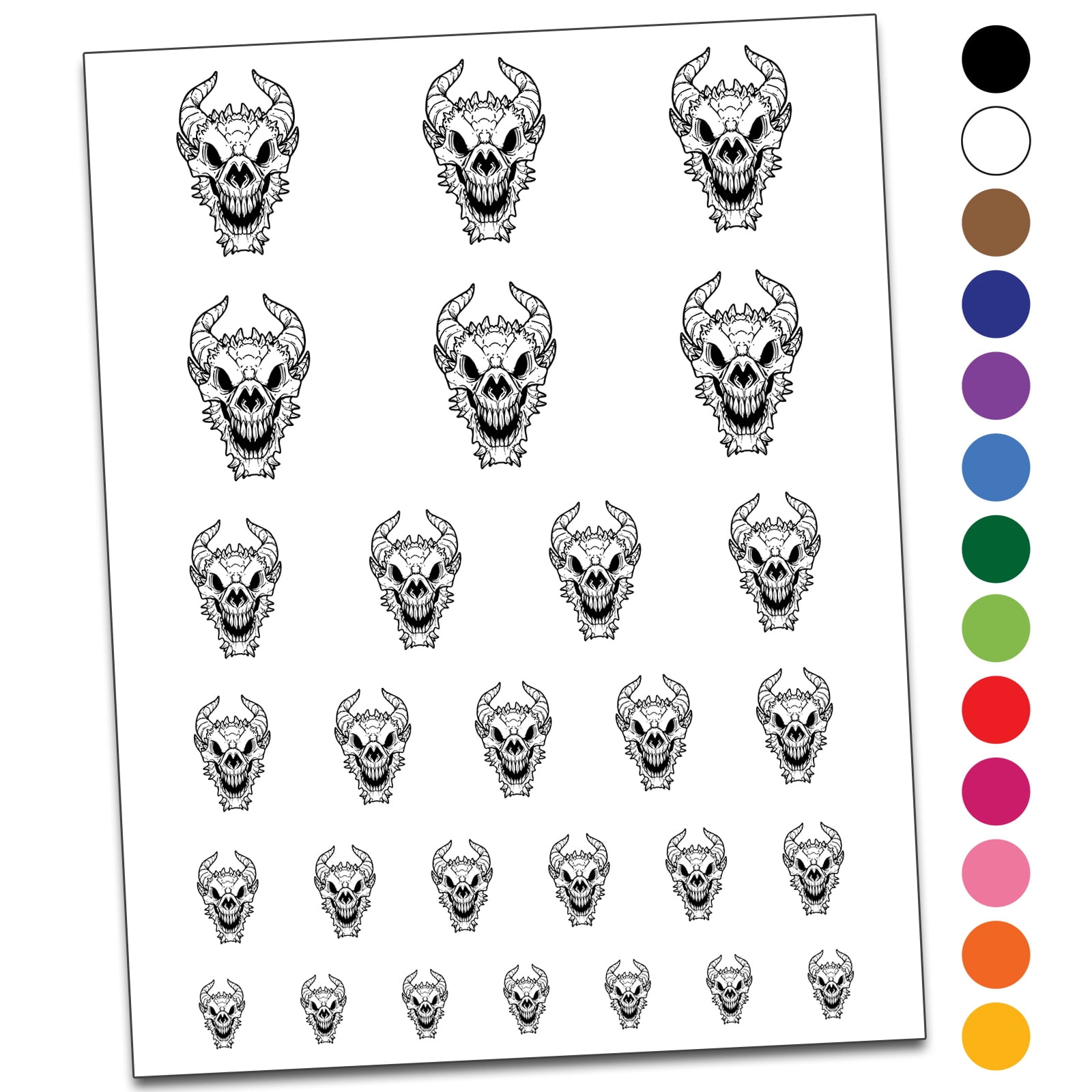 Dragon Skull Monster Bones Water Resistant Temporary Tattoo Set Fake ...