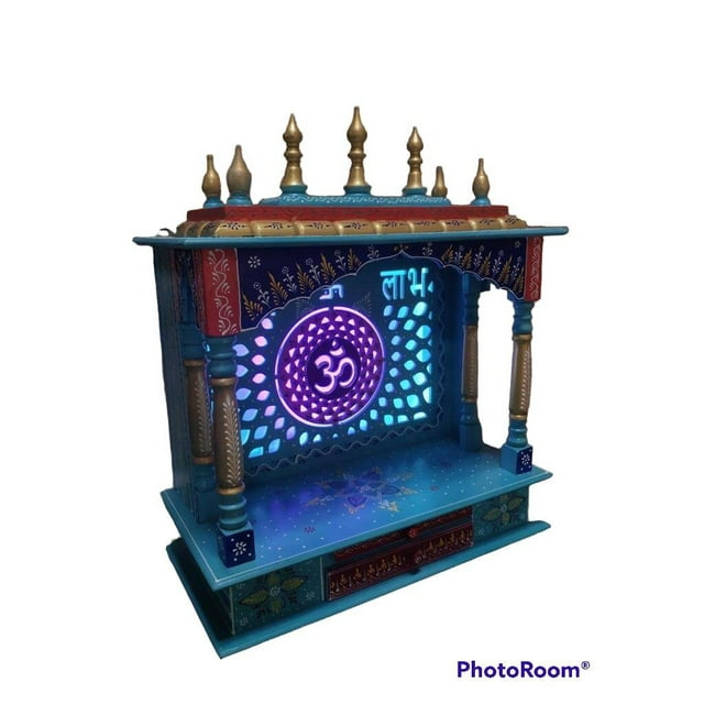 Wooden Temple With LED Lights / Jodhpuri Temple / Pooja Mandir For Home ...