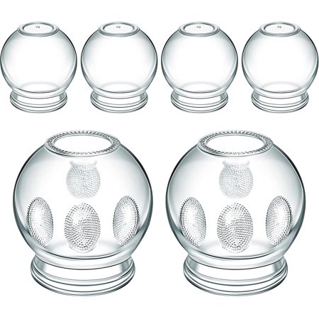 FanShow6 Pieces Glass Fire Cupping Jars Thick Glass Cupping Set Vacuum ...