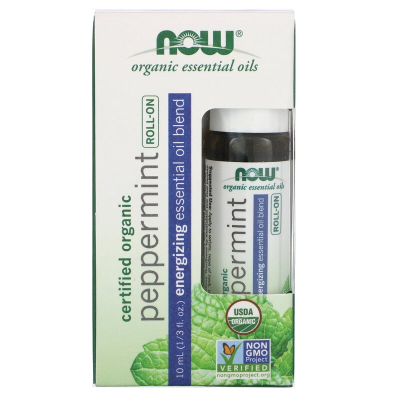 NOW Foods, Certified Organic Peppermint Roll-On, 1/3 fl oz (10 ml) Pack ...