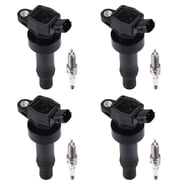 Set of 4 UF652 Engine Ignition Coils & Spark Plugs for Hyundai Kia ...