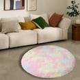A Round Tie Dye Area Rug Bohemian Silk Look Accent Carpet For Bedroom ...