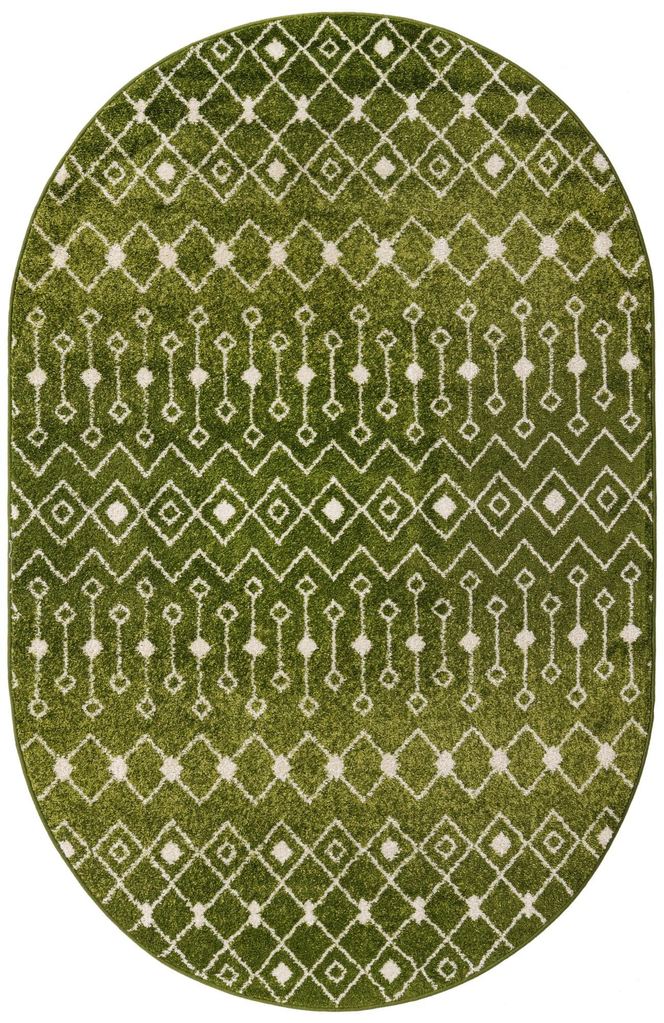 Rugs.com Moroccan Trellis Collection Rug – 5' x 8' Oval Green Medium ...