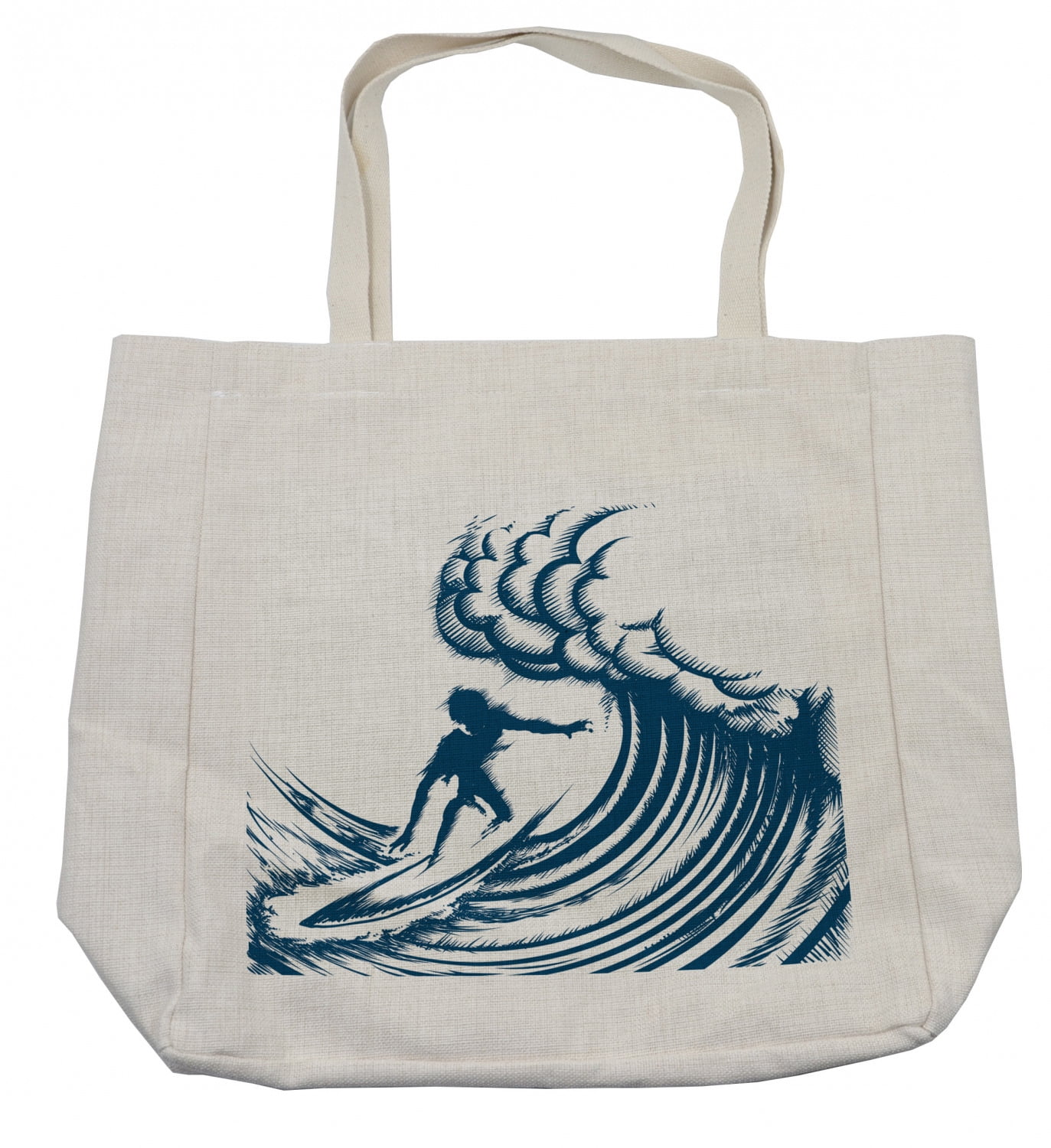 Surfing Shopping Bag, Abstract Silhouette of a Surfer Riding a Big Wave ...