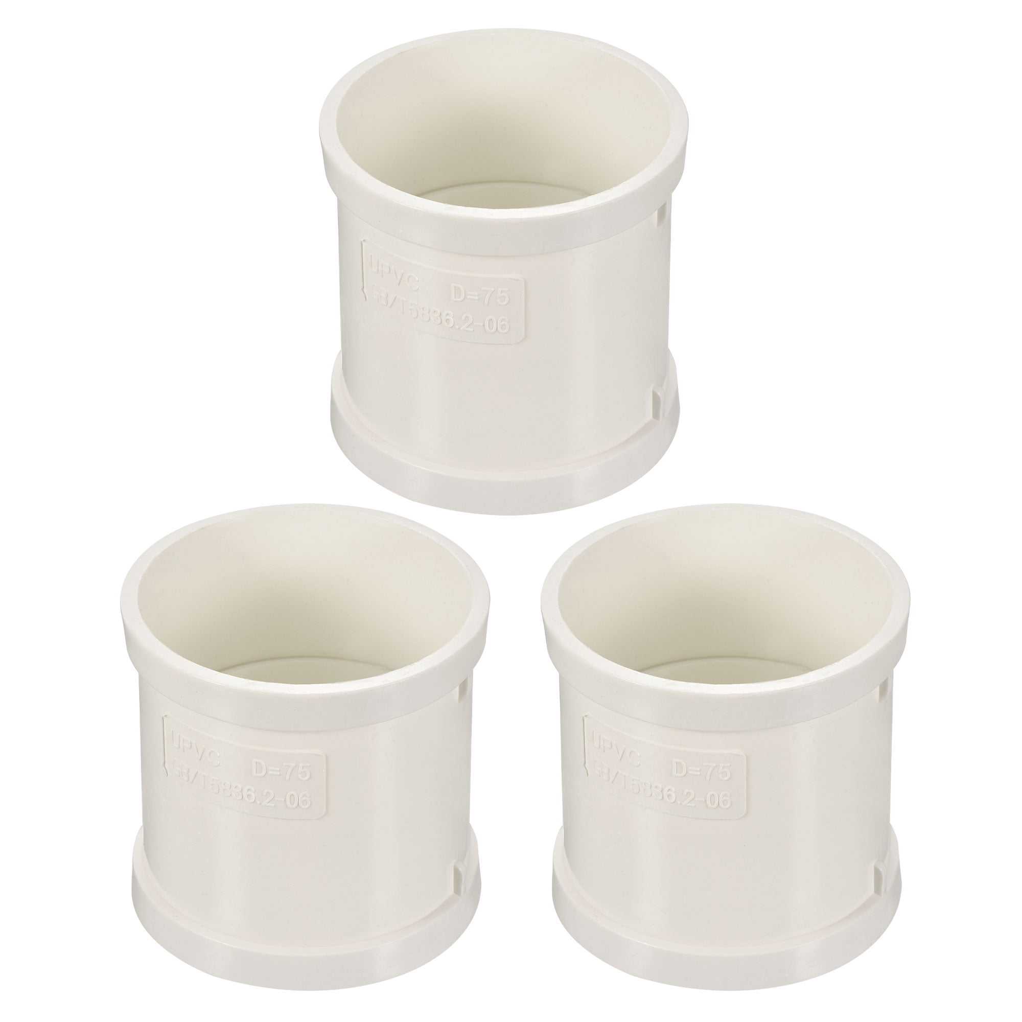 Uxcell 75mm PVC Straight Socket Connector Pipe Fitting Coupling Adapter ...