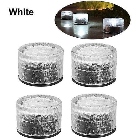 4pcs Solar Glass Brick Lights,round Buried Light Ground Lamp,ip65 Water ...