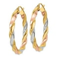 Primal Gold 14 Karat Tri-Color Twisted Hoop Earrings, 34x36mm, Women's ...