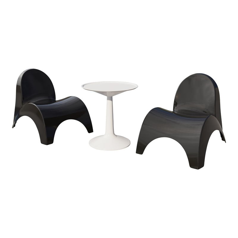 Strata Furniture 2 Angel Trumpet Patio Chairs & Sprout Table in Black ...