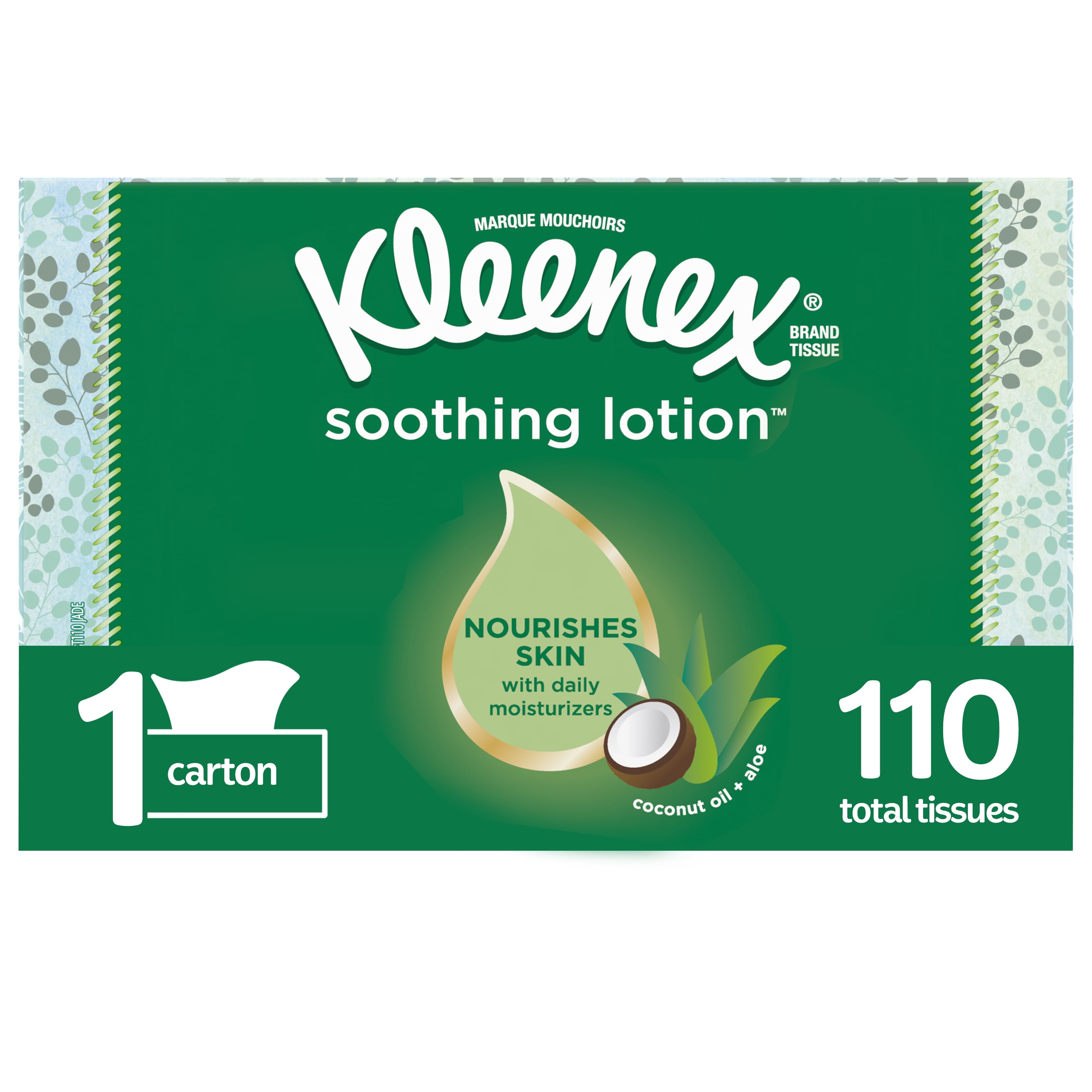 Kleenex Soothing Lotion Facial Tissues, 1 Flat Box (110 Total Tissues ...