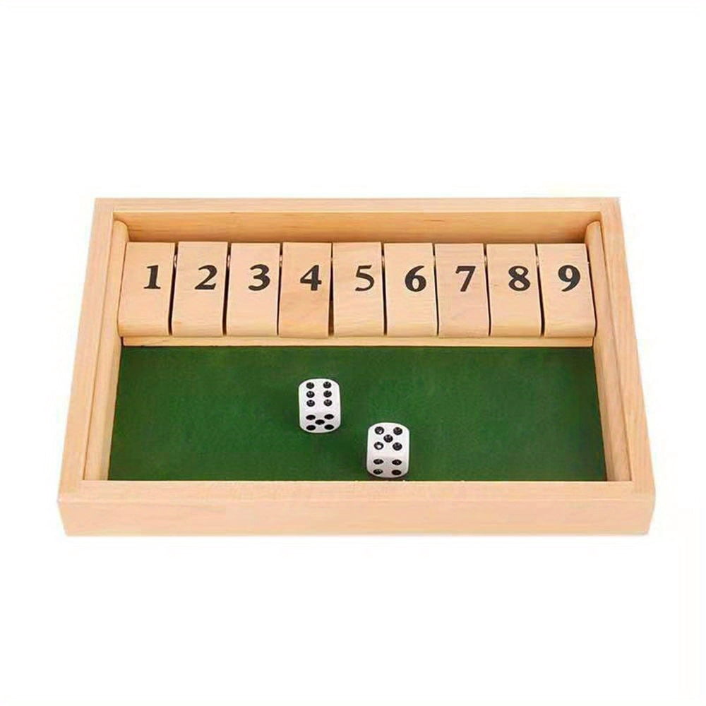 Shut The Box Dice Board Game Wooden Flaps & Dices Game 4 Players Pub ...