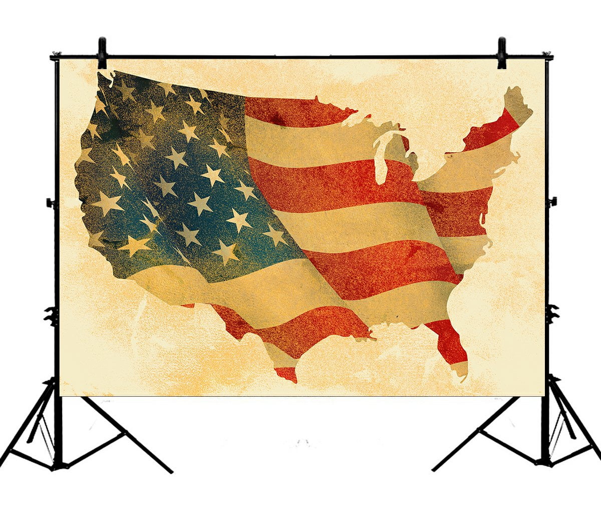 PHFZK 7x5ft Vintage Grunge USA Map Backdrops, American Flag Photography ...