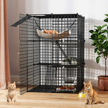 Dextrus 5-Tier Large Cat Cage with Hammock & Cube Storage, Ideal for 1 ...
