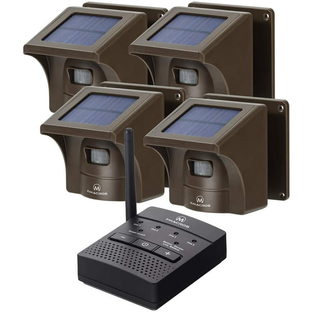 eMACROS 1/2 Mile Long Range Solar Wireless Driveway Alarm Outdoor ...