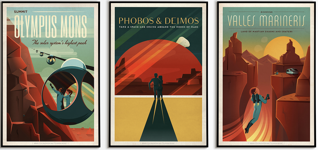 EzPosterPrints - SpaceX Vintage Space Travel Posters, SPACEX MARS ...