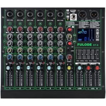 FULODE Audio Mixer with Dual Wireless Mic, 4 Channel Mixer Board Sound ...