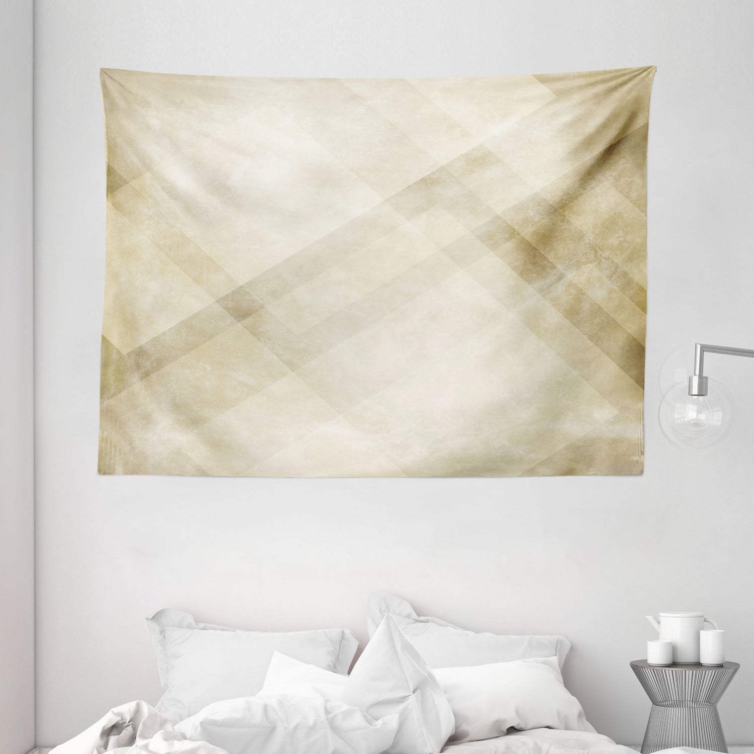 Tan Tapestry, Striped Vintage Faded Squares and Angled Lines Dated ...
